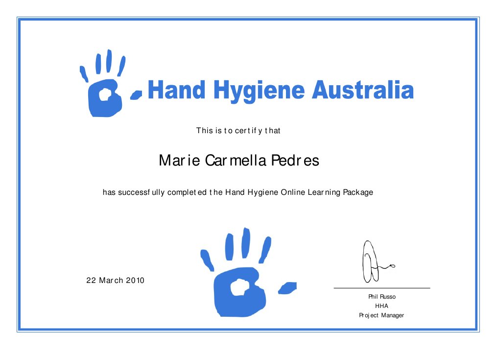Hand Wash Certificate | PDF