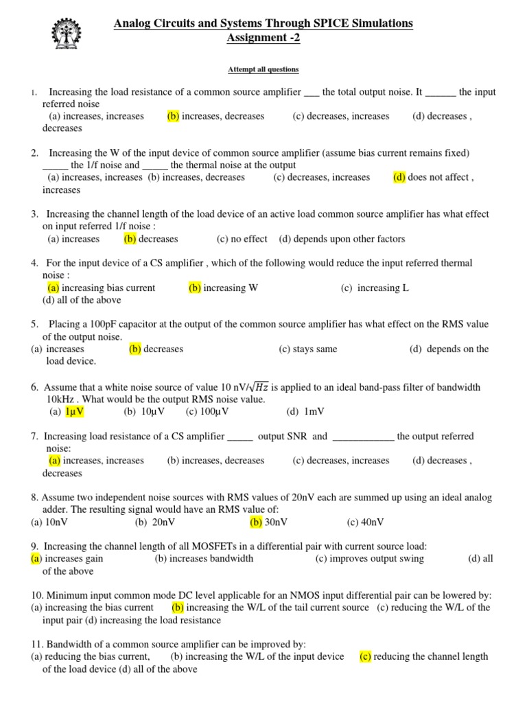 Analog Circuits and Systems Through SPICE Simulations Assignment - 2 ...