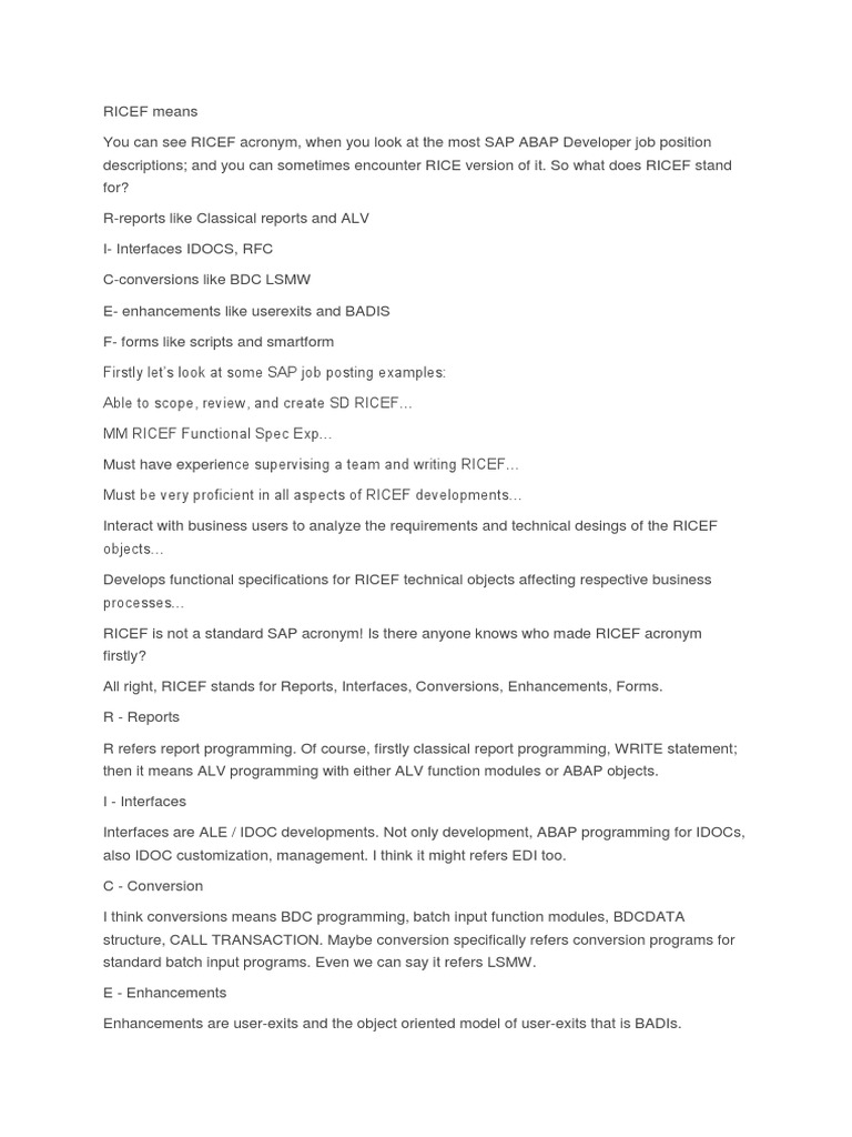 RICEF Means | Download Free PDF | Microsoft Excel | Sap Se