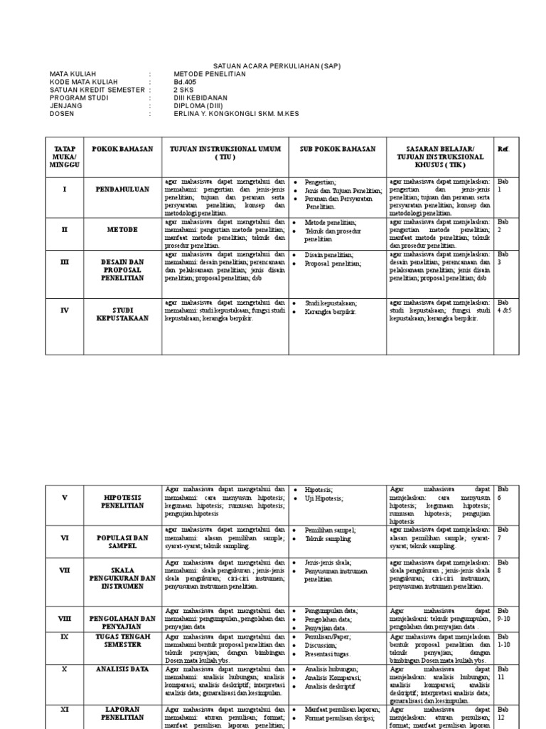 Sap Metode Penelitian | PDF