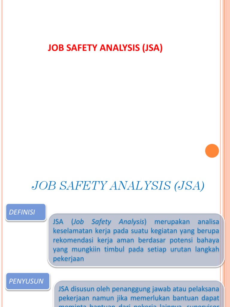 Job Safety Analysis Jsa | PDF