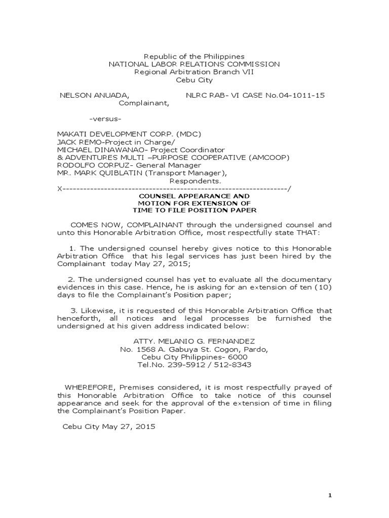 Motion For Extension of Time Nelson Anuada | PDF | Government | Violence