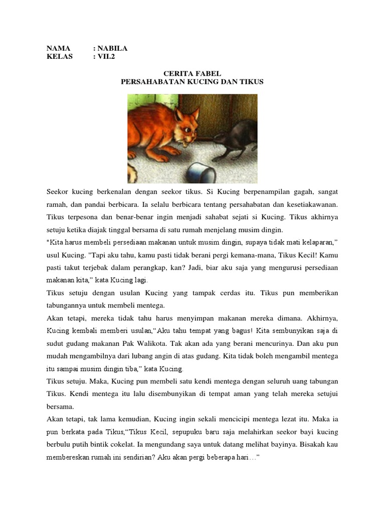 Fabel Persahabatan Kucing dan Tikus | PDF | Griya & Taman