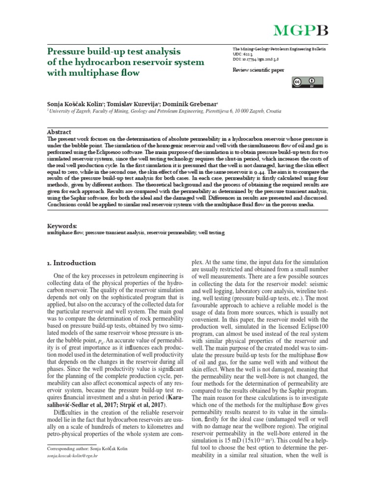 Pressure Build-Up Test Analysis of The Hydrocarbon Reservoir System ...