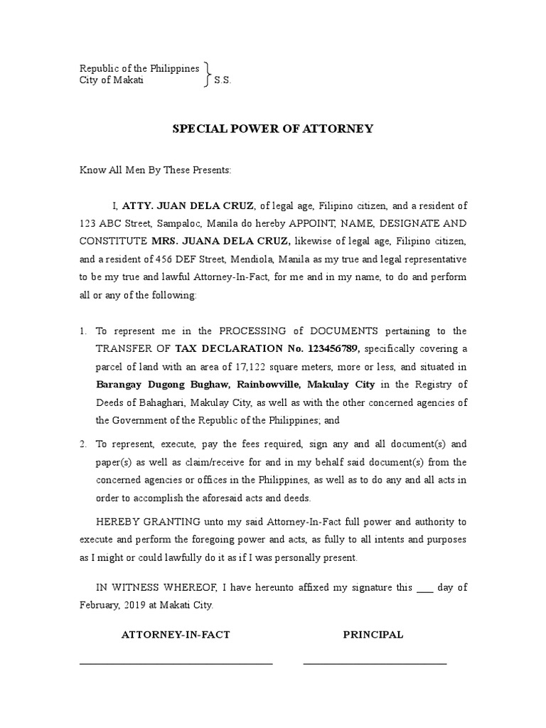 SPA - Process of Documents | PDF | Power Of Attorney | Civil Law ...
