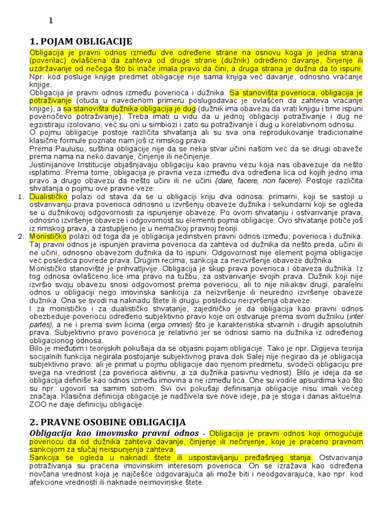 Slobodan Perovic Obligacije Skripta | PDF