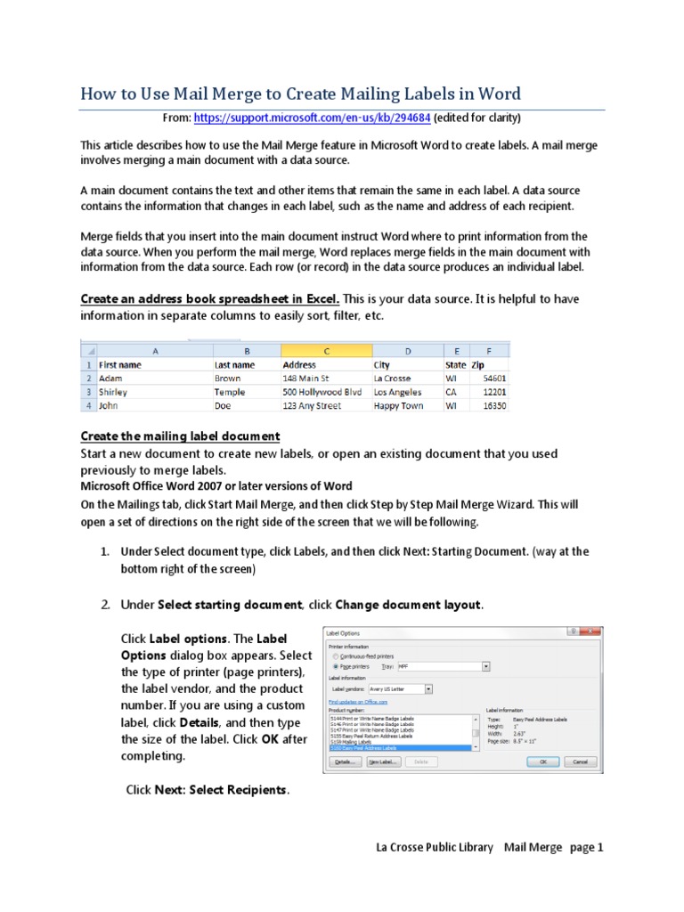 Class Handout Mail Merge | PDF | Microsoft Word | Document