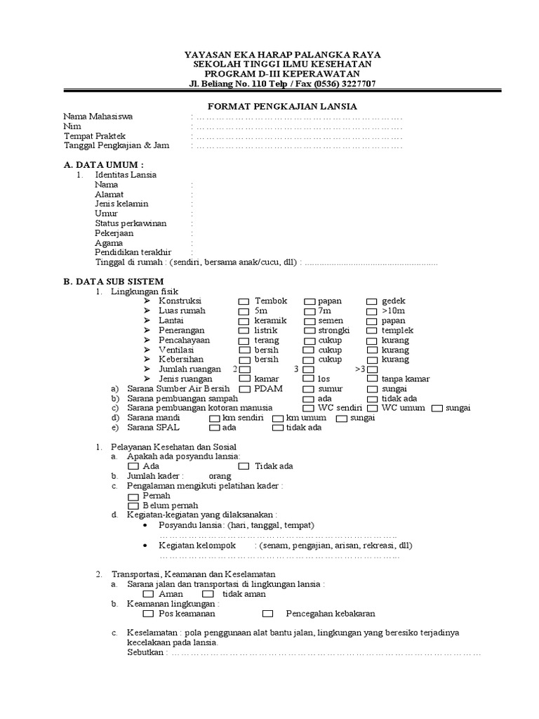 Format Askep Kelompok Lansia | PDF | Kesehatan Holistik