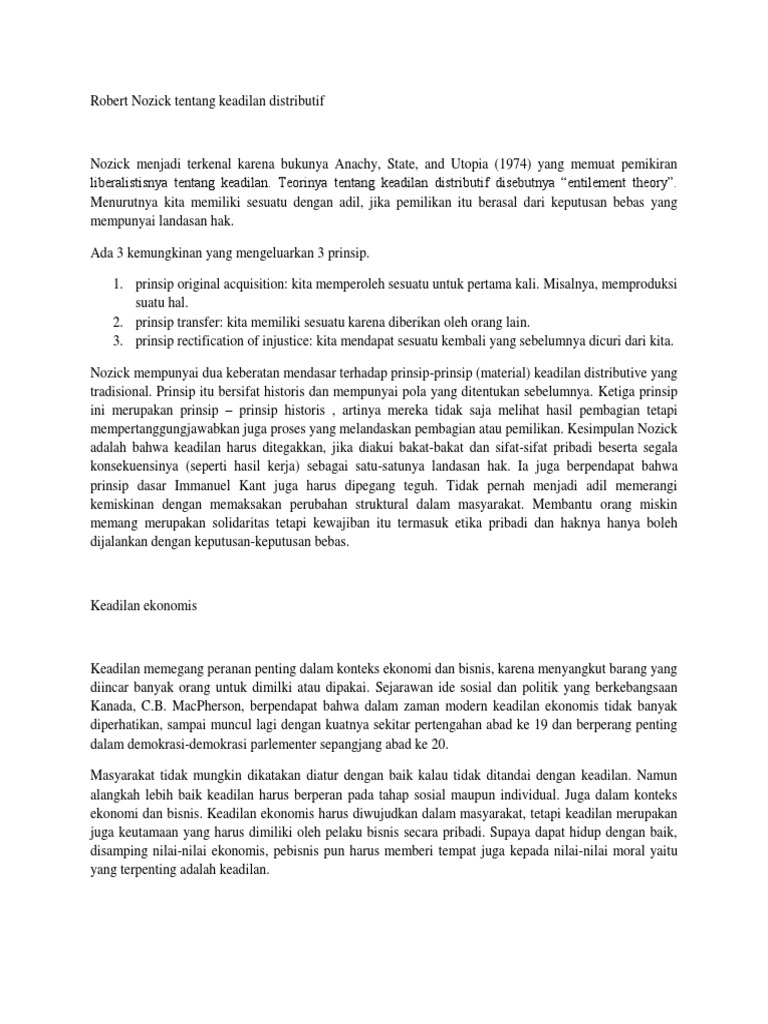 Teori Keadilan Distributif Nozick | PDF