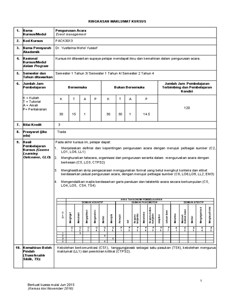 PACK3013 Pengurusan Acara PDF | PDF