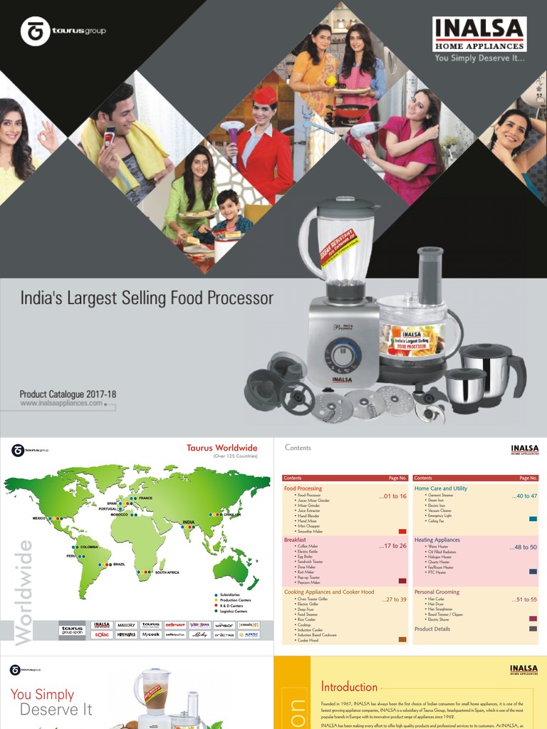 Inalsa Premium Catalogue 2017 18 - 1507702626119 | PDF | Blender | Food ...