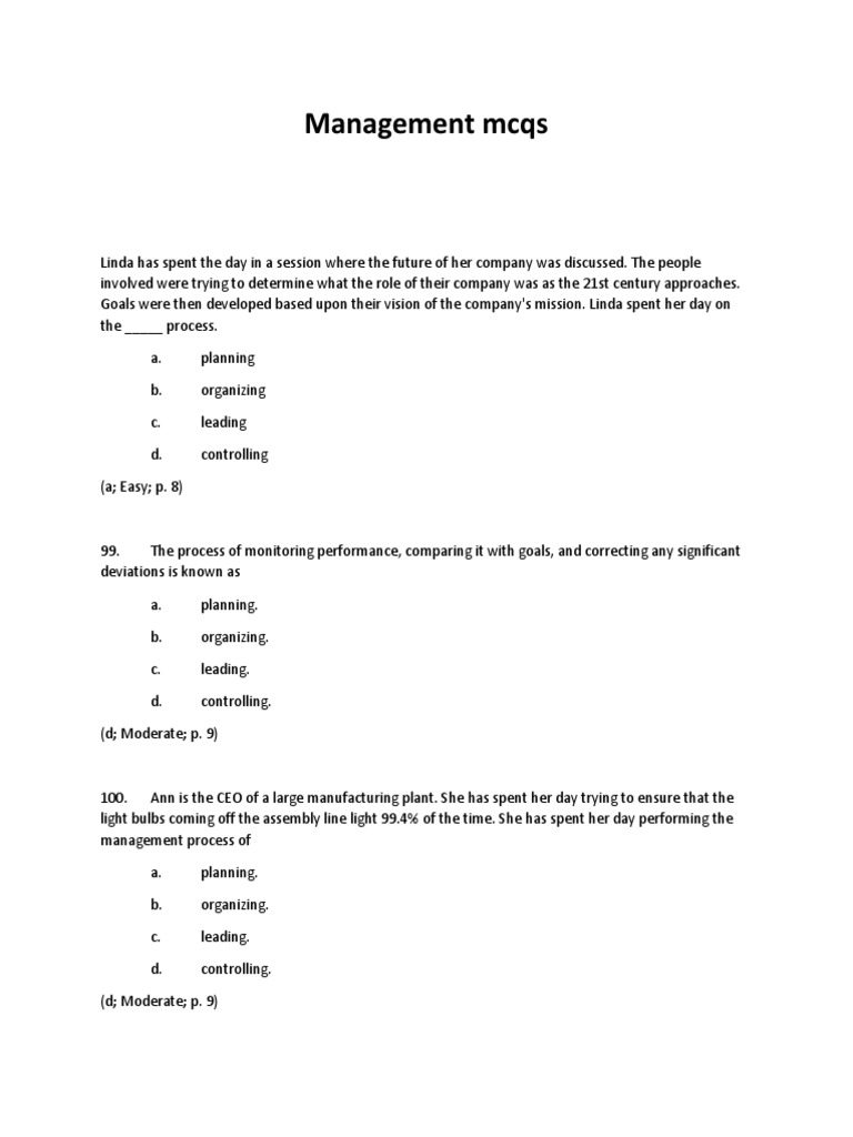 Management Mcqs | PDF | Motivation | Motivational