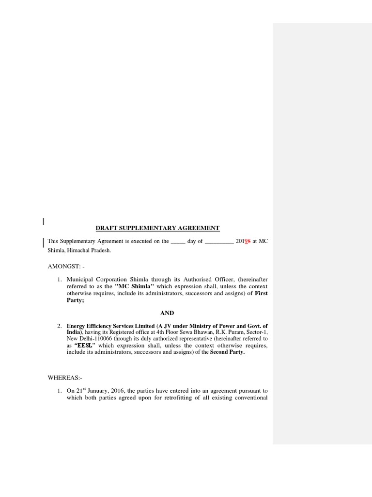 Draft Supplementary Agreement From Shimla | PDF | Value Added Tax | Taxes