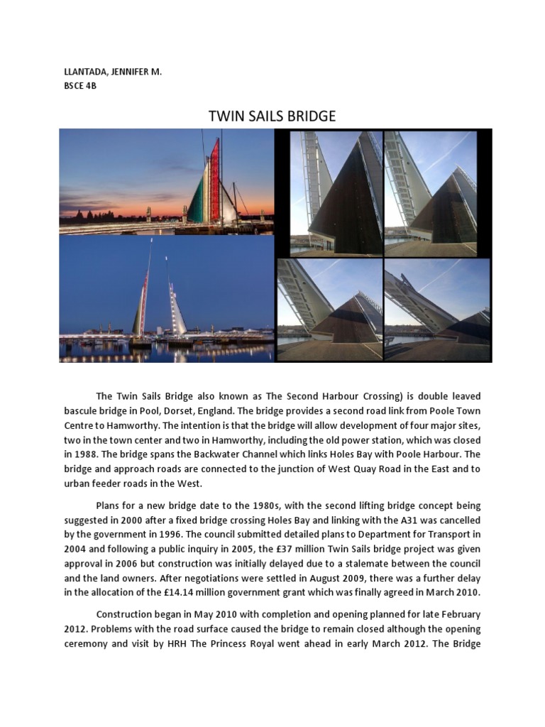 Twin Sails Bridge: Llantada, Jennifer M. Bsce 4B | PDF