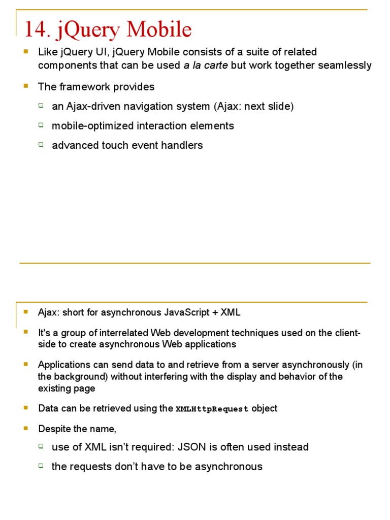 JQuery Mobile Slides | PDF | J Query | Ajax (Programming)