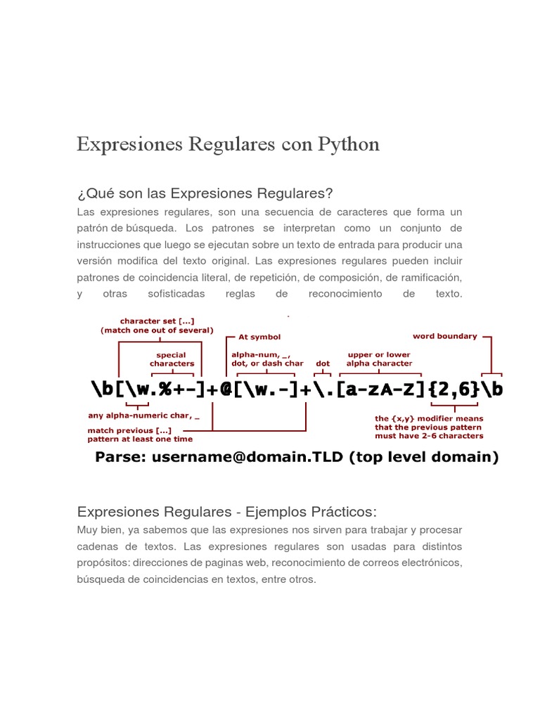 Expresiones Regulares Pdf Expresión Regular Python Lenguaje De Programación