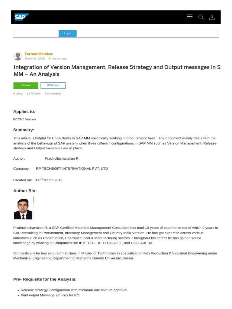 SAP MM - Version Management For Po | PDF | Sap Se | Prices