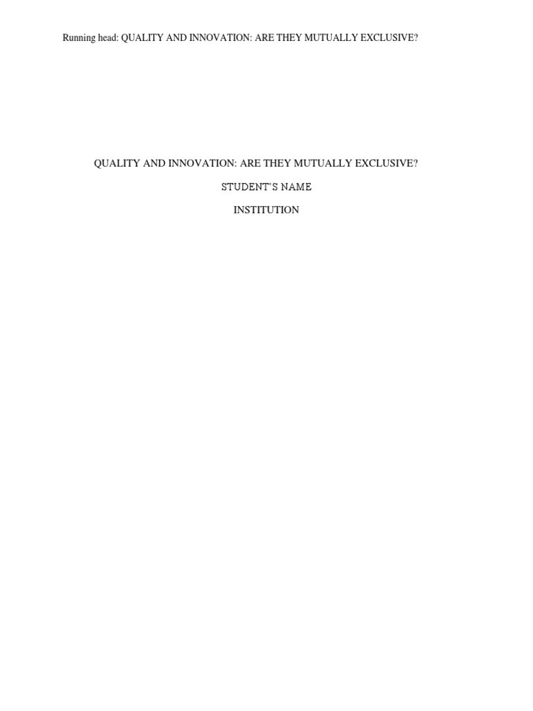 Innovation and Quality | PDF | Innovation | Quality Management