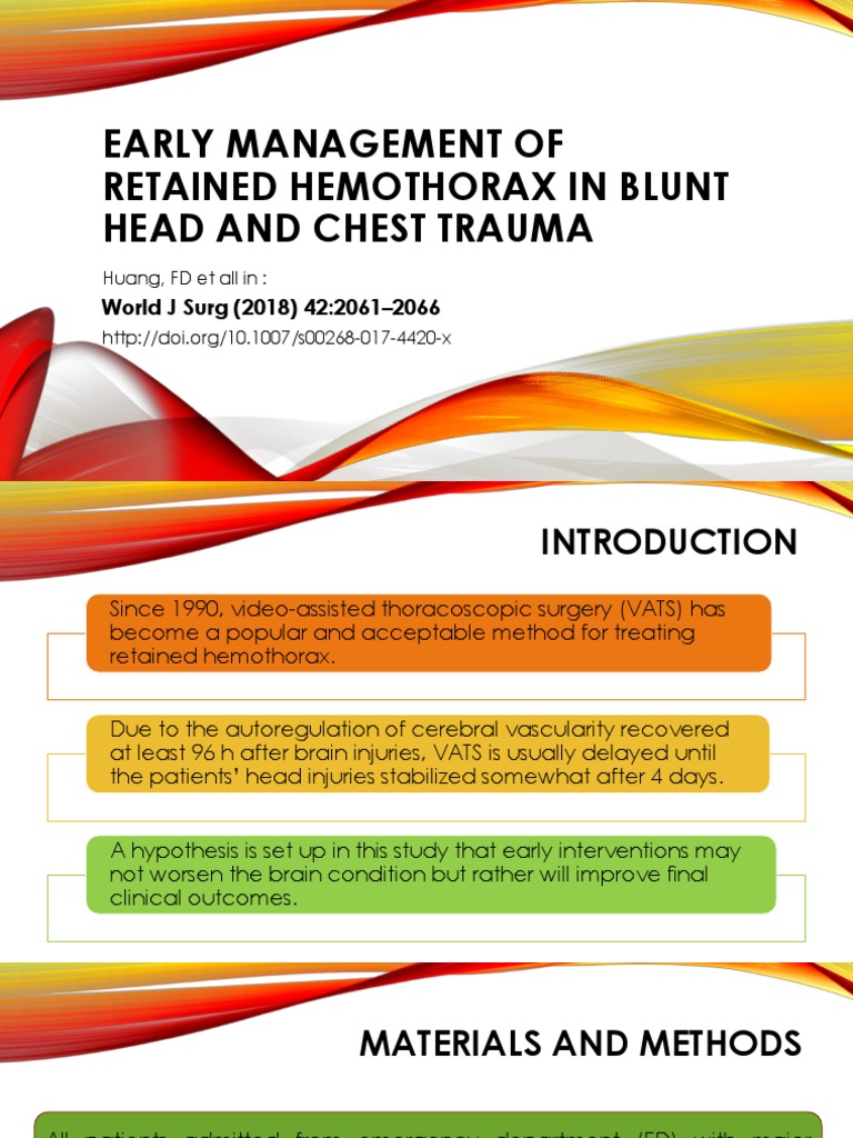Early Management of Retained Hemothorax in Blunt Head | PDF | Ct Scan ...
