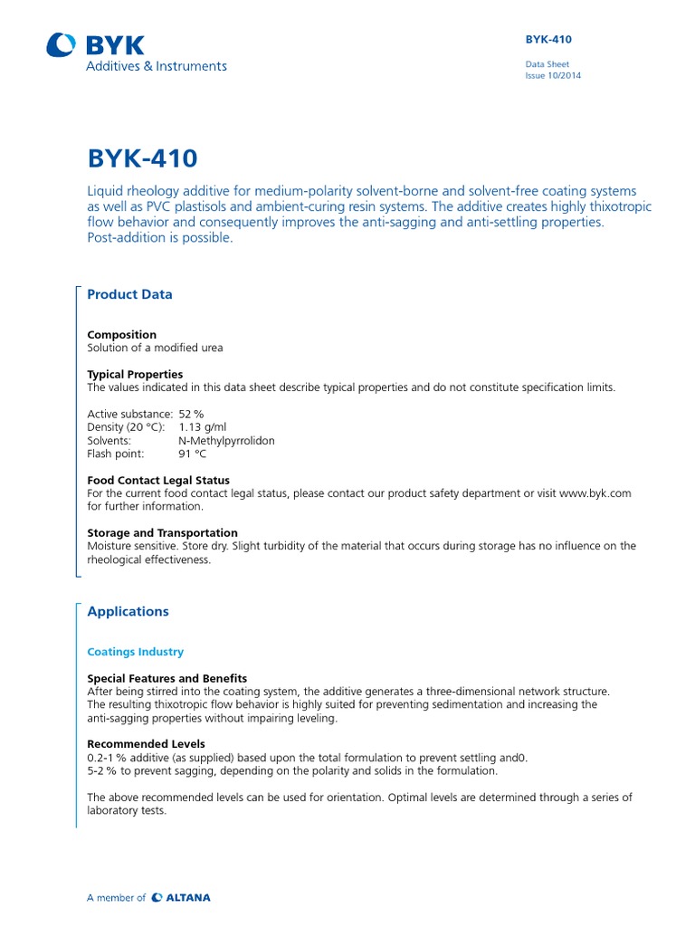 Byk 410 | Download Free PDF | Rheology | Polyvinyl Chloride