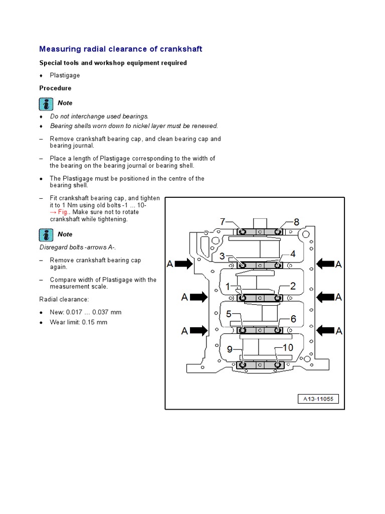 Measuring Radial Clearance of Crankshaft (CPPA) PDF | PDF