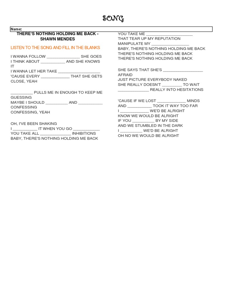 Theres Nothing Holding Me Back - LYRICS TRAINING | PDF