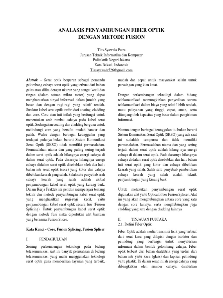 Tias Syawala Putra - Jurnal Analisis Penyambungan Fiber Optik Dengan ...