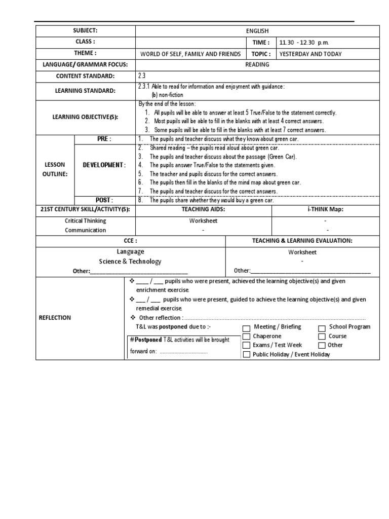 English RPH Modular | PDF | Lesson Plan | Teachers