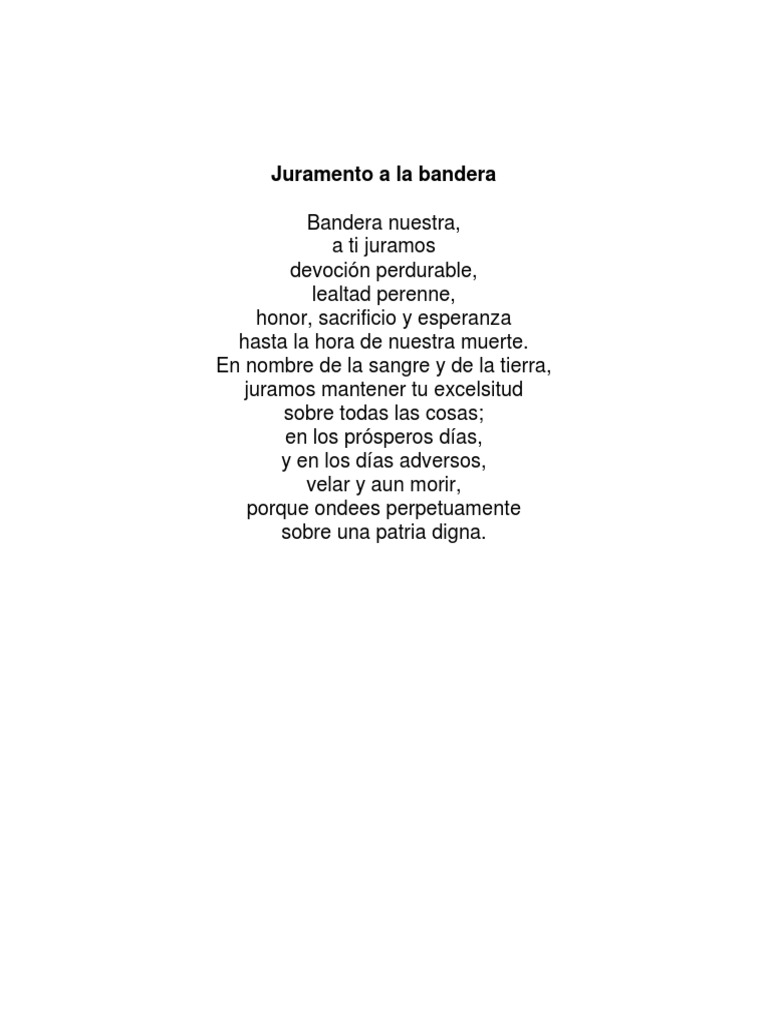 Juramento de lealtad y devoción a la bandera nacional | PDF
