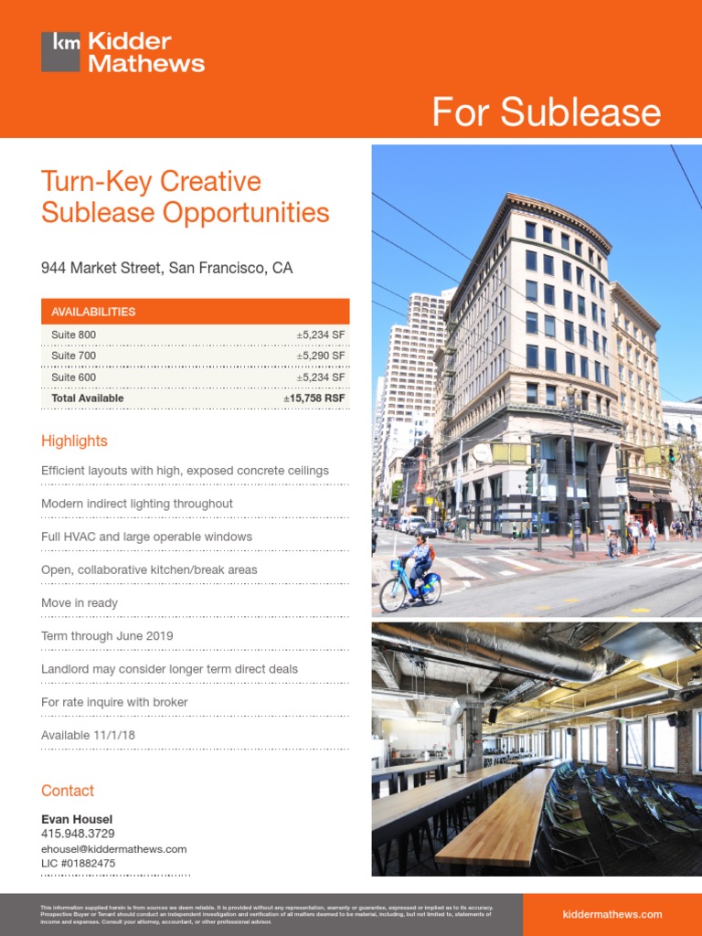 For Sublease: Turn-Key Creative Sublease Opportunities | PDF | Lease ...