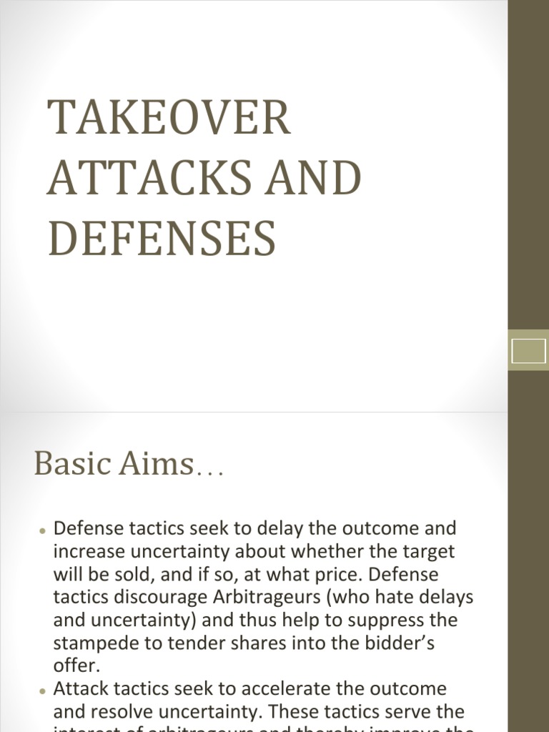 Takeover Attacks and Defenses | PDF | Takeover | Mergers And Acquisitions