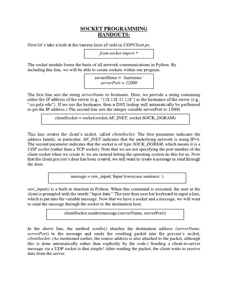 Socket Programming NOTES | Download Free PDF | Network Socket | Port ...