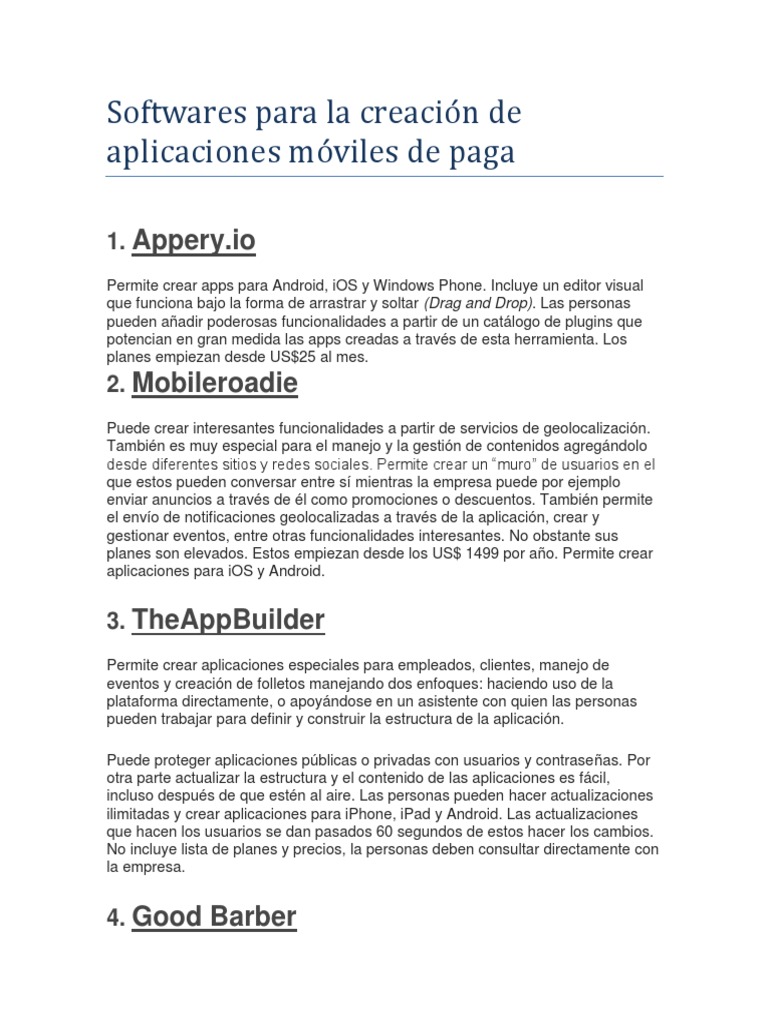 Softwares para La Creación de Aplicaciones Móviles | PDF | Aplicación ...