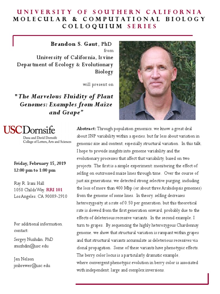 Brandon Gaut Seminar 2-15-2019 | PDF | Evolution | Dominance (Genetics)
