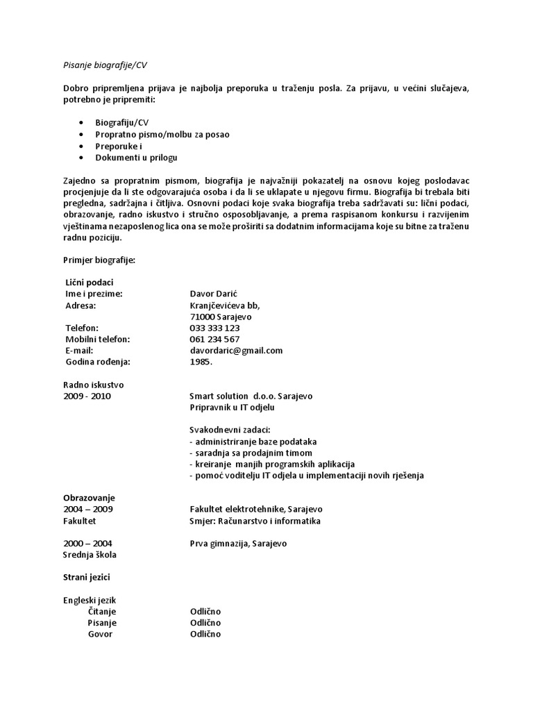 Pisanje Biografije | PDF