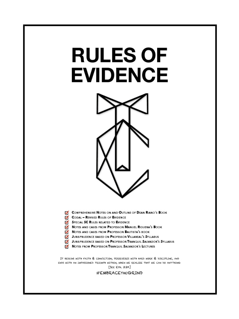 CLARENCE TIU - Evidence Notes (Last Edit-Jan2018) | PDF | Evidence (Law ...