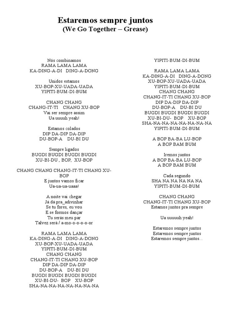 We Go Together Grease Lyrics | PDF