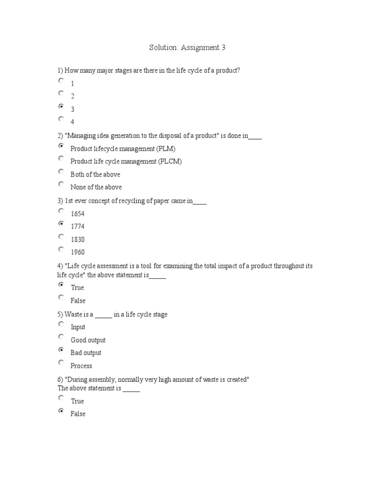 Solution: Assignment 3 | PDF