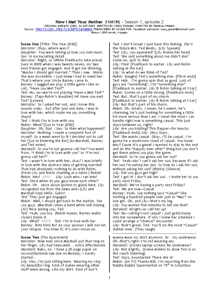 how i met your mother script