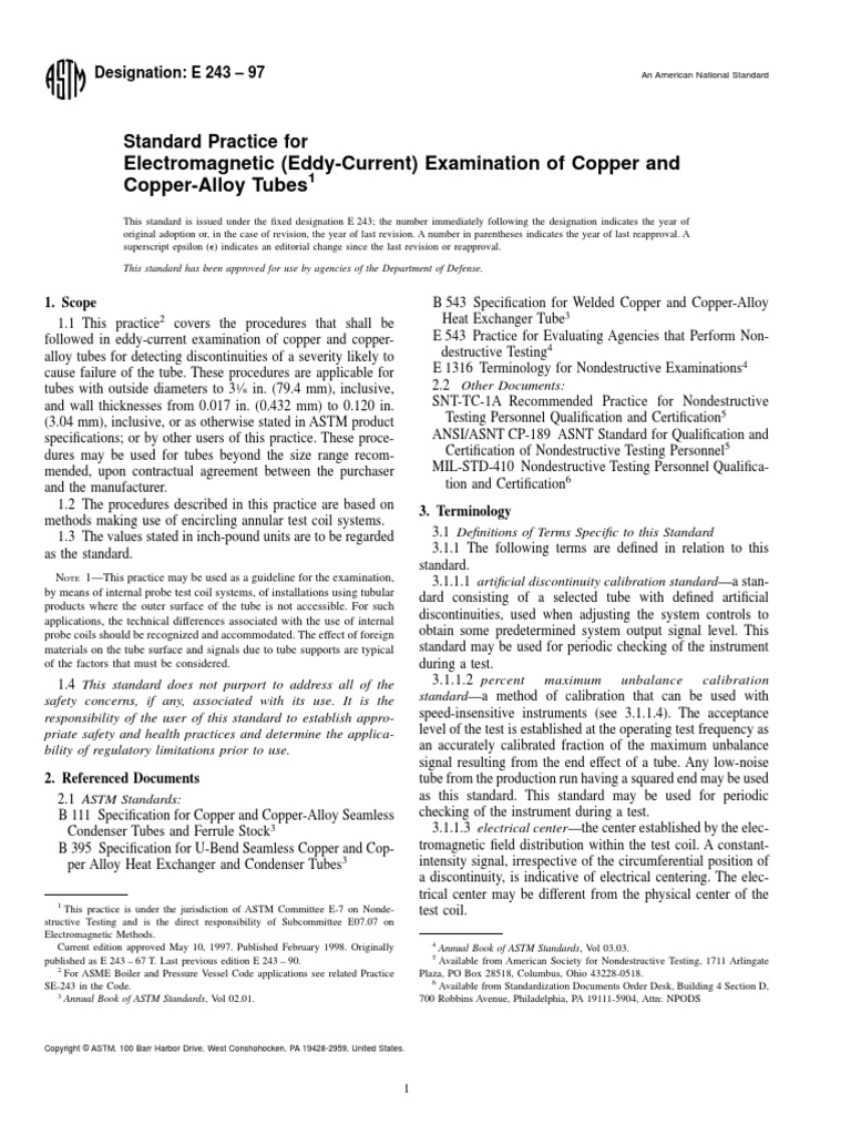 Astm E243 | PDF | Inductor | Nondestructive Testing