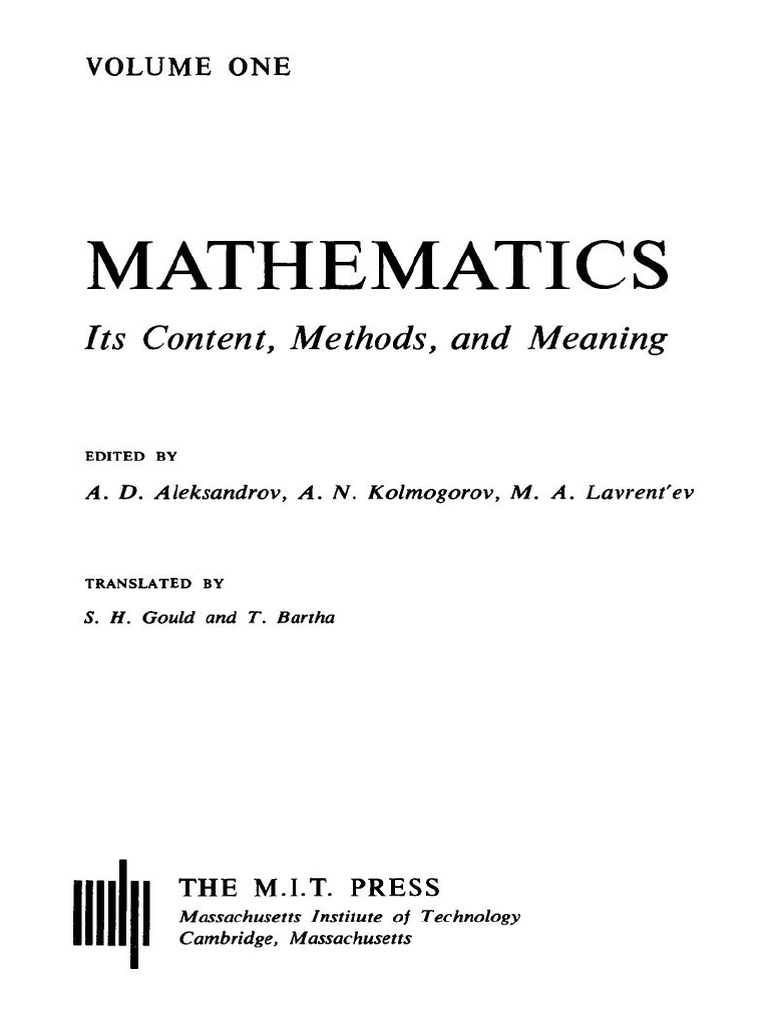 Mathematics - Its Contents Methods and Meaning Vol 1 | PDF | Science ...