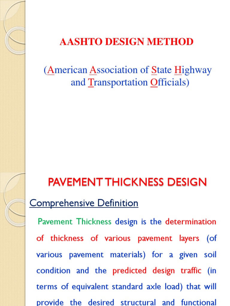Aashto Design Method: (Merican Ssociation of Tate Ighway and ...