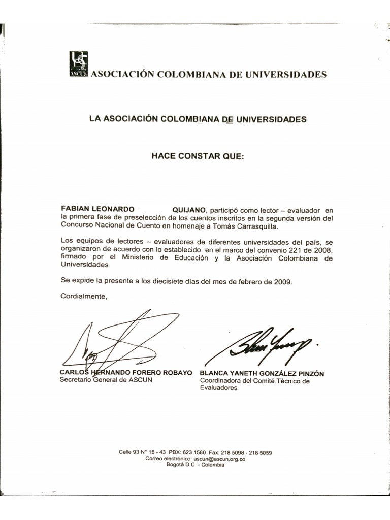 Ejemplo de Certificado