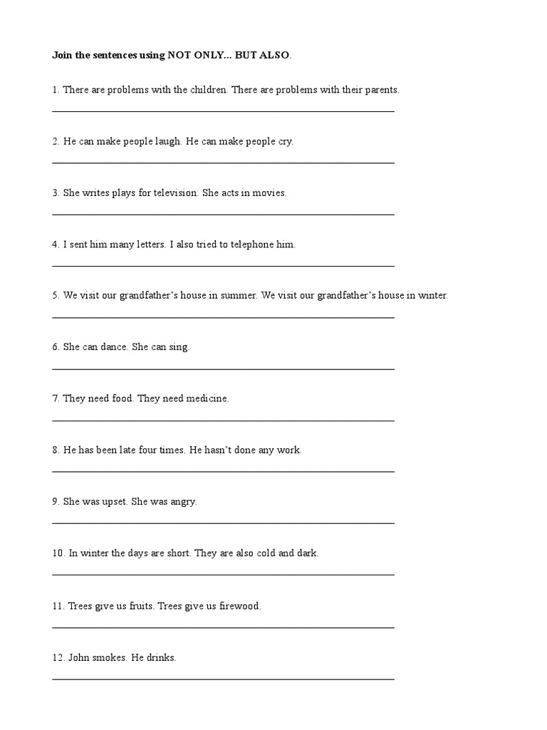 Join The Sentences Not Only But Also | PDF