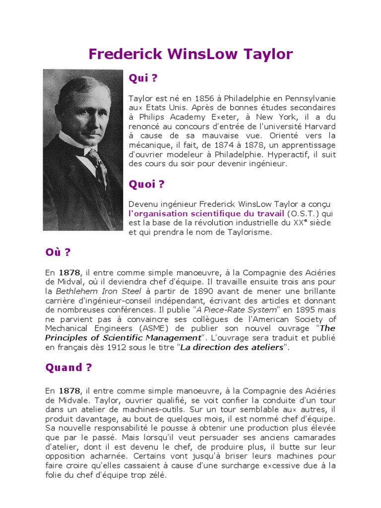 FW Taylor | PDF | Business