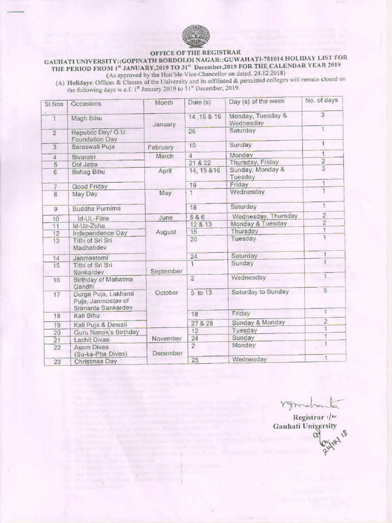 Holiday List 2019 PDF | PDF