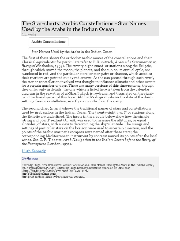 The Star-Charts: Arabic Constellations - Star Names Used by The Arabs ...