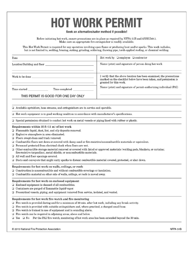 Hot Work Permit | PDF