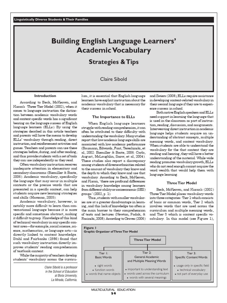 Strategies for ELL Vocabulary Development | PDF | Vocabulary | Word