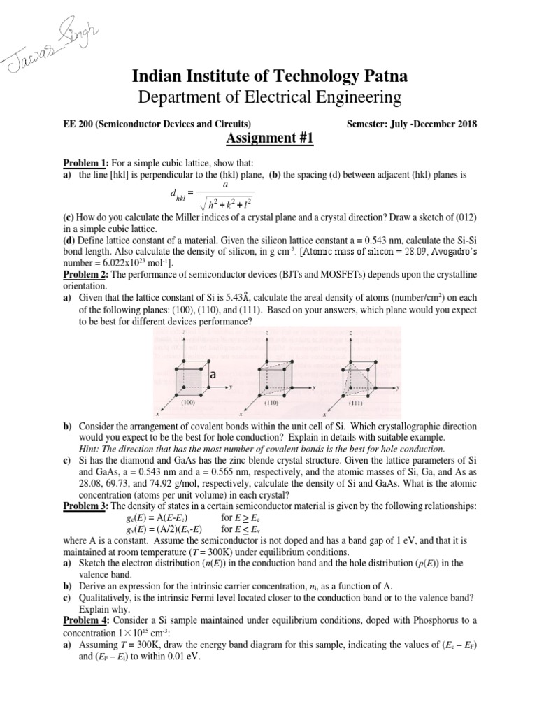Assign#1 | PDF | Doping (Semiconductor) | Crystal Structure
